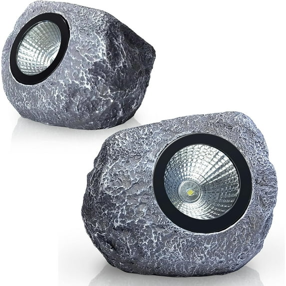 ZHANYU-Solar Garden Rock Lights Outdoor, 2 Pack Bright White Spotlights ...