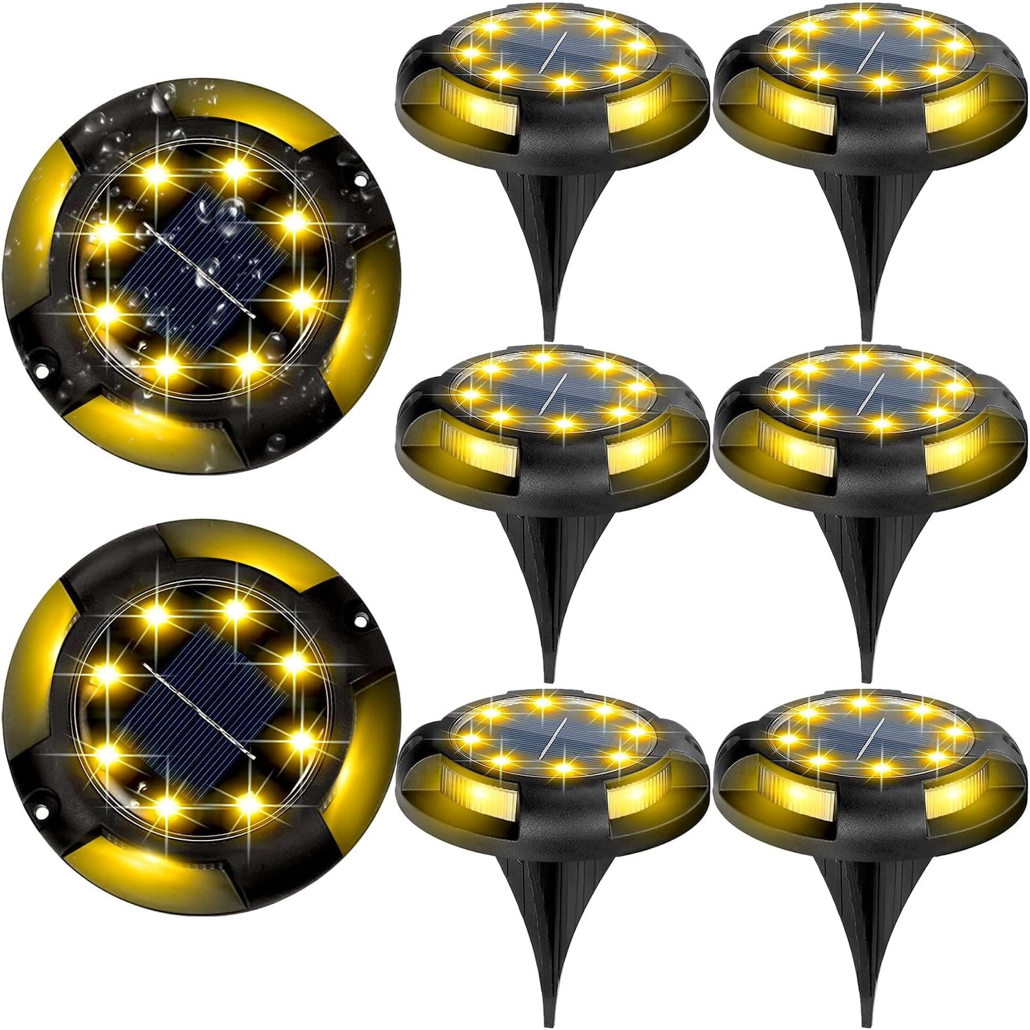 ZHANYU-Solar Ground Lights Outdoor Waterproof, 8 Pack 12 LEDs Solar ...
