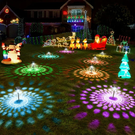 ZHANYU-Solar Pathway Lights Outdoor 4 Pack, Bright RGB Color Changing ...