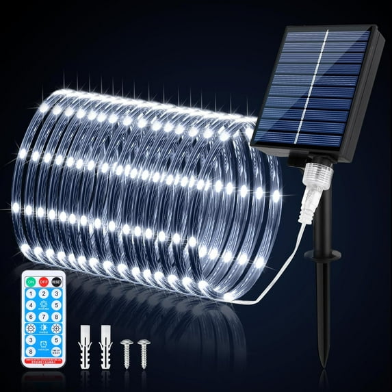 ZHANYU-Solar Rope Lights, 72FT 200 LEDs Dimmable Solar String Lights ...