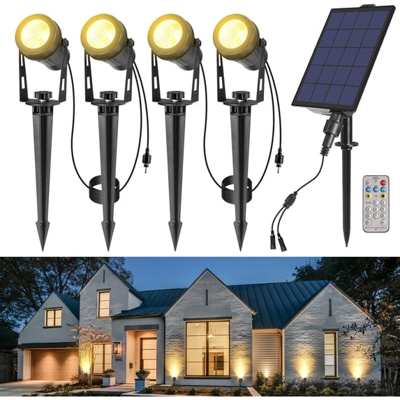 ZHANYU-Solar Spot Lights Outdoor, 4-in-1 Landscape Lights with Remote ...