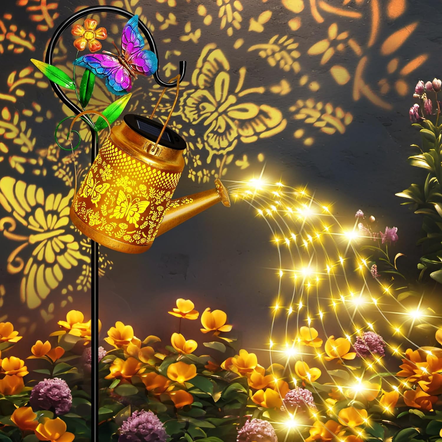 ZHANYU-Solar Watering Can Lights Outdoor Garden Decor, Large Butterfly ...