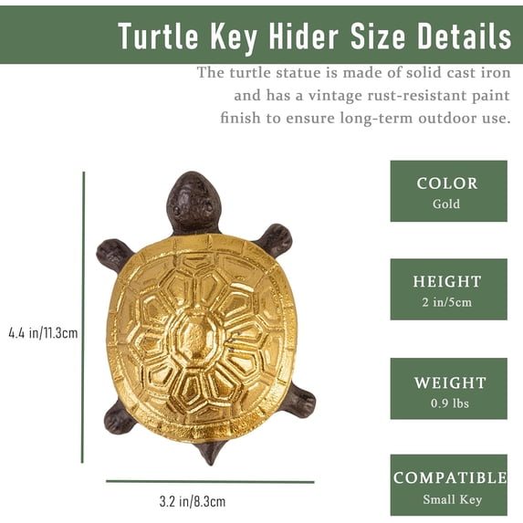 ZHANYU-Spare Key Hiders Outside Cast Iron Turtle Hidden Key Holder for ...