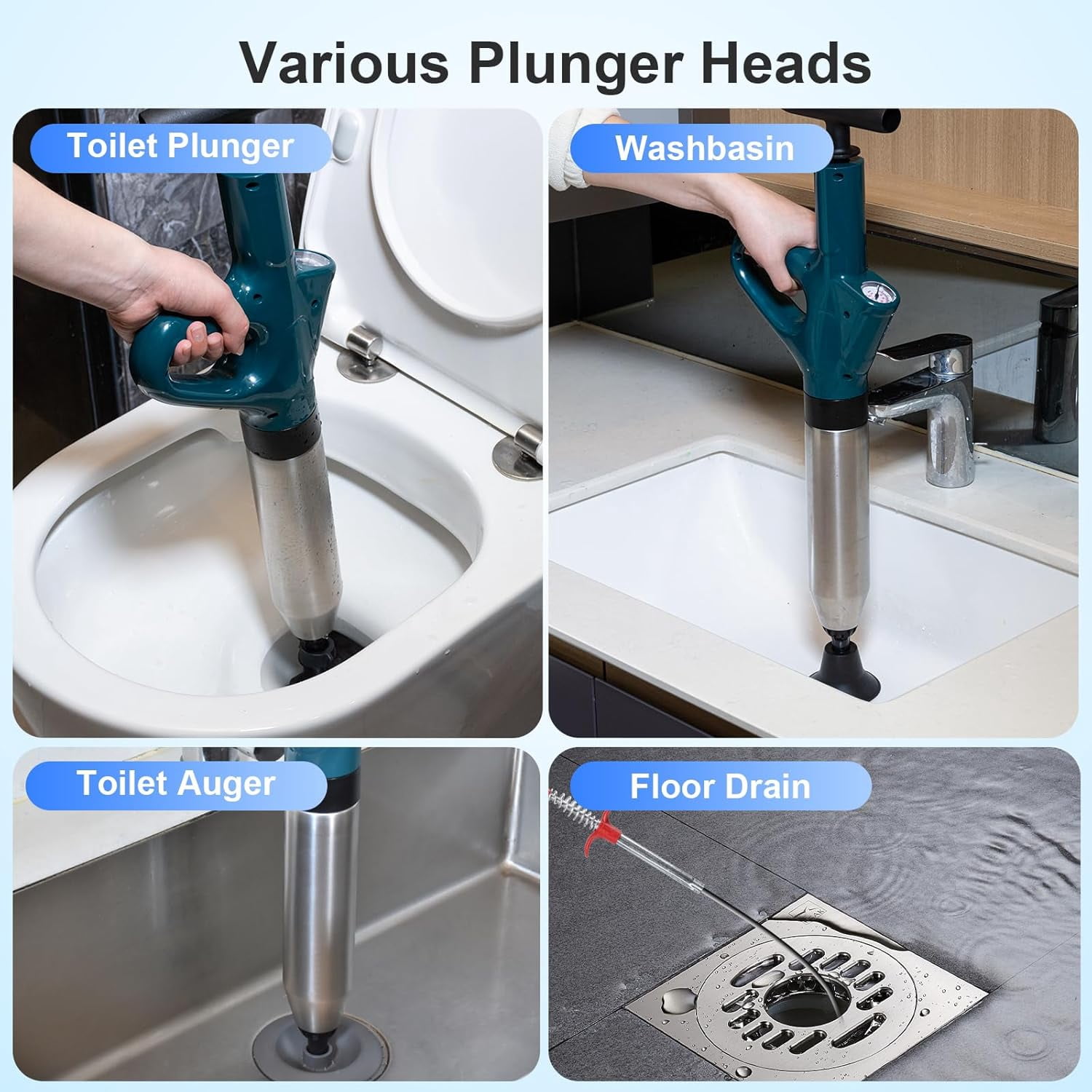 ZHANYU-Toilet Plunger - Plungers for Bathroom Heavy Duty, Powerful ...