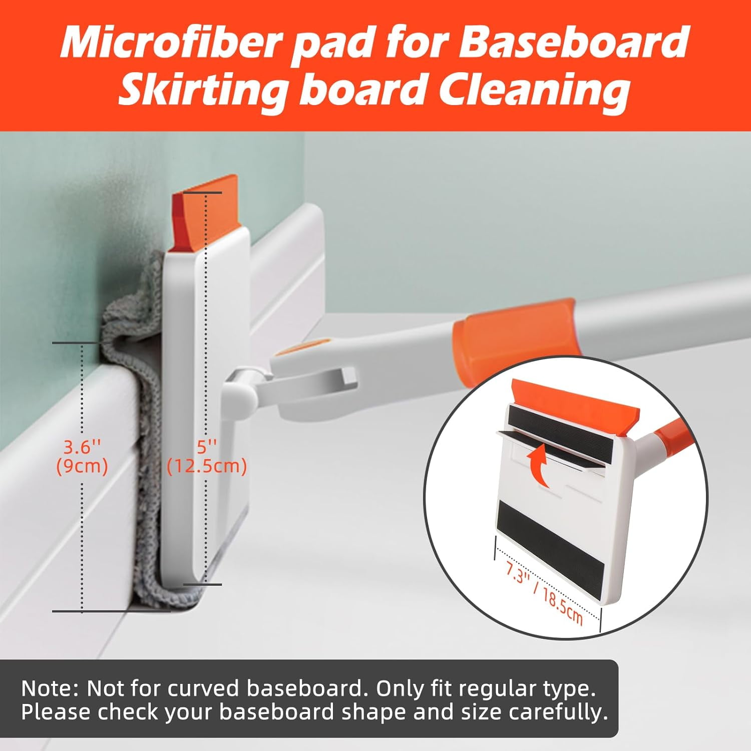 ZHANYU-Wall & Baseboard Cleaner Mop Tool with 49'' Long Handle for ...