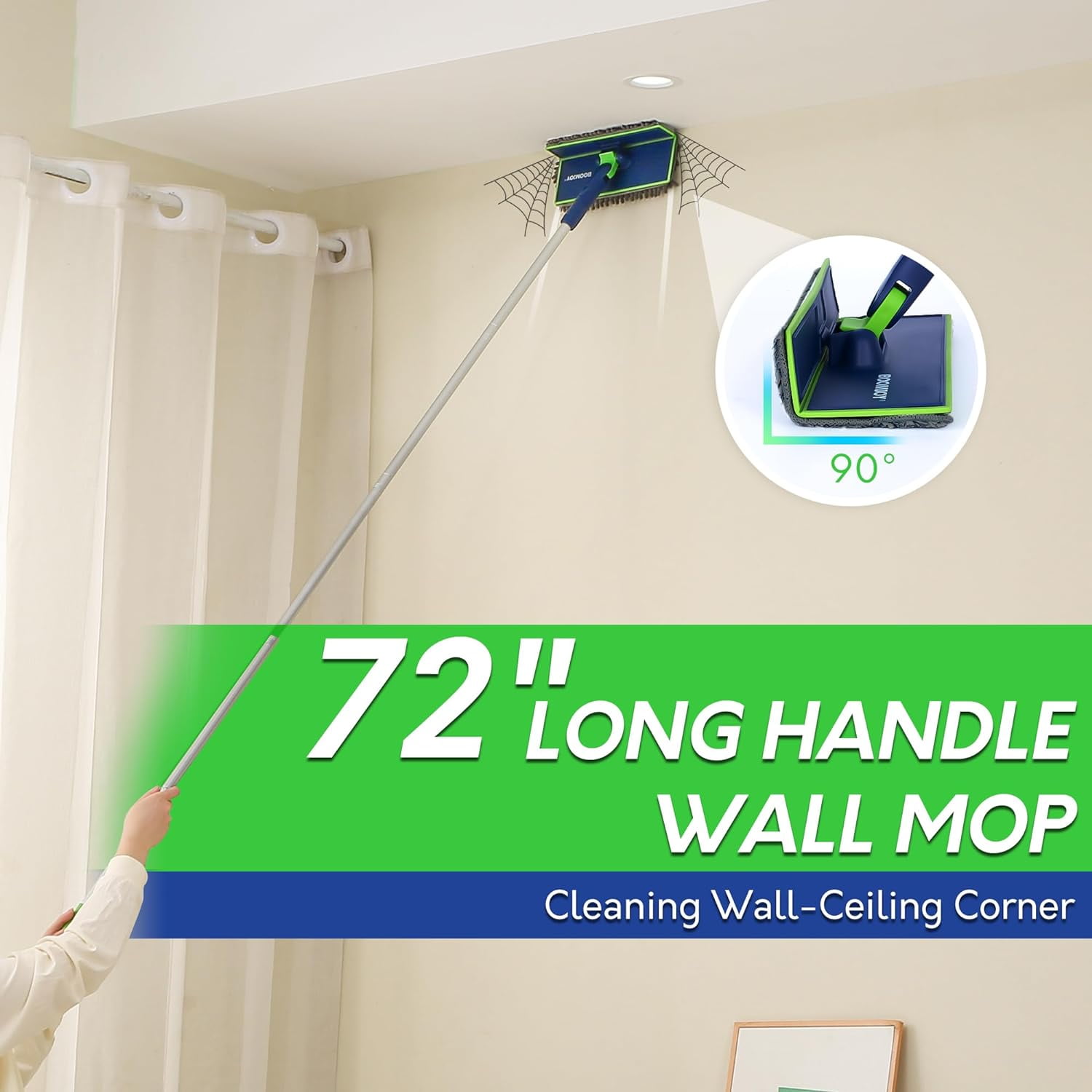 ZHANYU-Wall Cleaner Mop with Foldable Panel, Baseboard Cleaner Tool ...