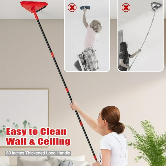 ZHANYU-Wall Mop Cleaner with 80 inches Long Handle, 180° Folding ...