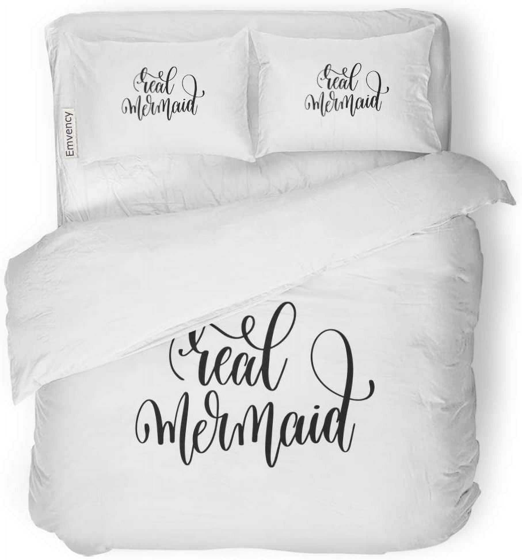 ZHANZZK 3 Piece Bedding Set Adventure Real Mermaid Hand Lettering ...