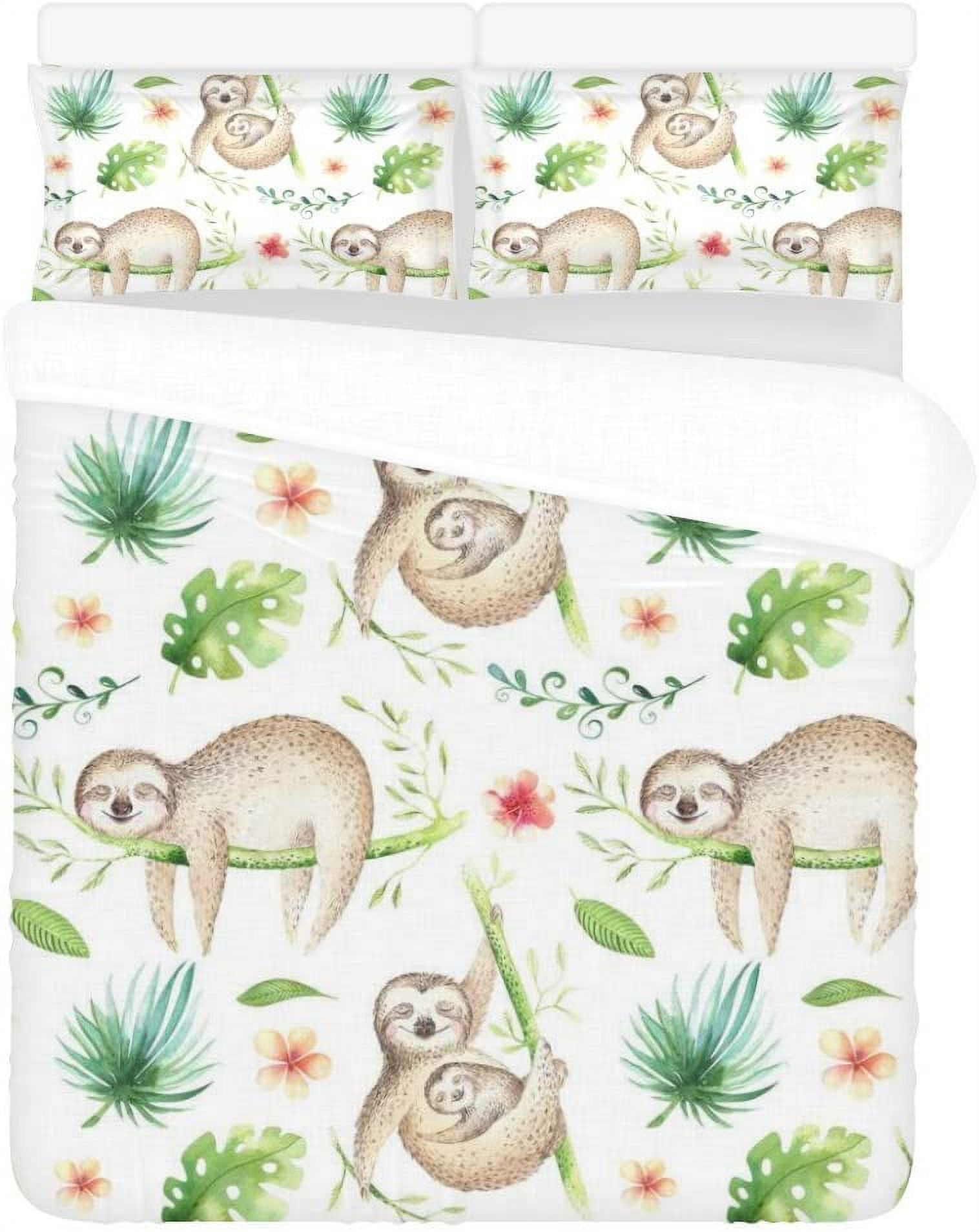 ZHANZZK 3 Piece Bedding Set Baby Sloth Nursery Twin Size Duvet Cover ...