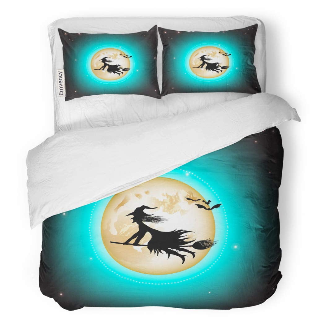 ZHANZZK 3 Piece Bedding Set Bats Wicked Witch Boots Broom Stick Dress ...