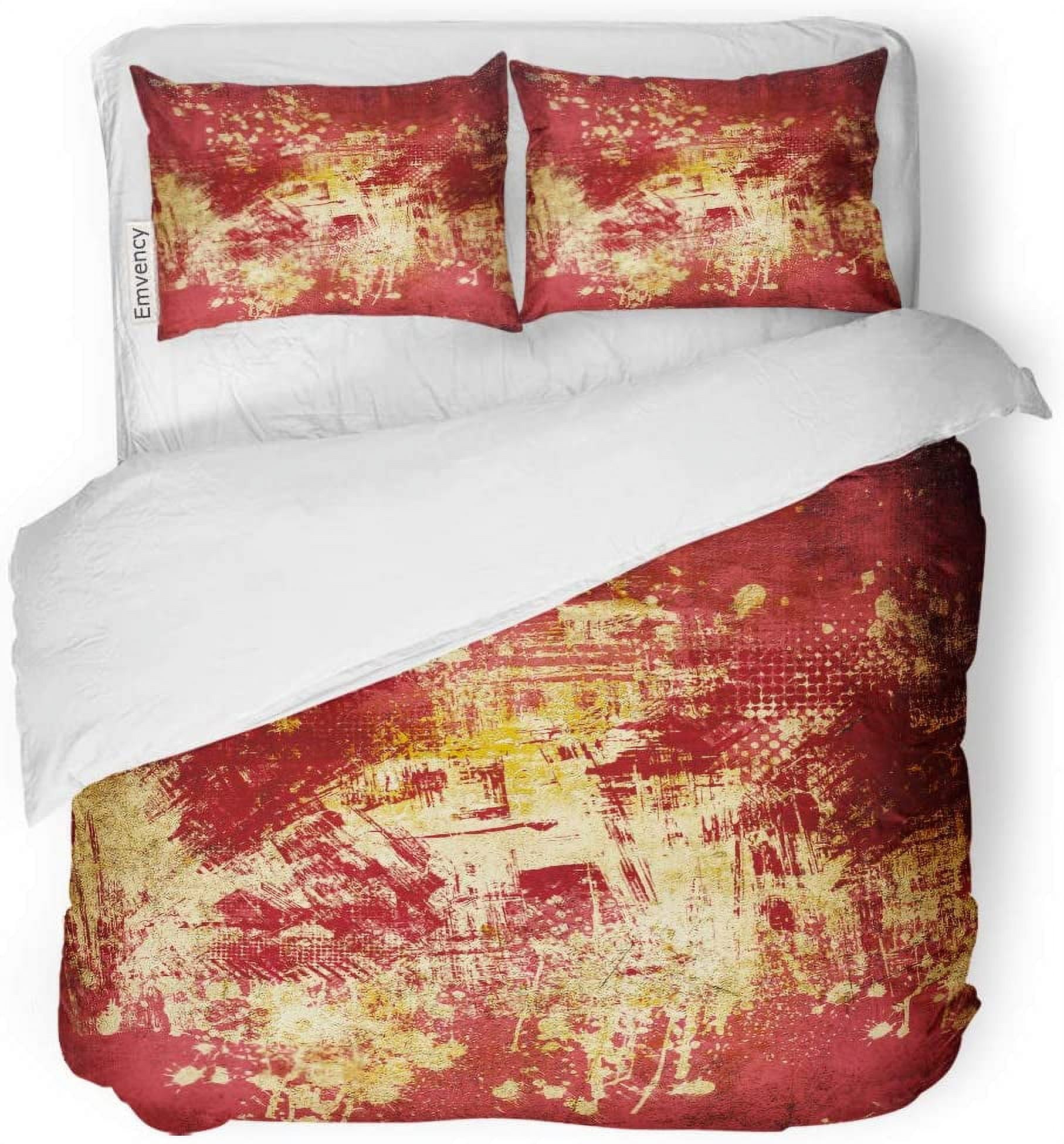 ZHANZZK 3 Piece Bedding Set Beige Abstract Red Colorful Age Ancient ...