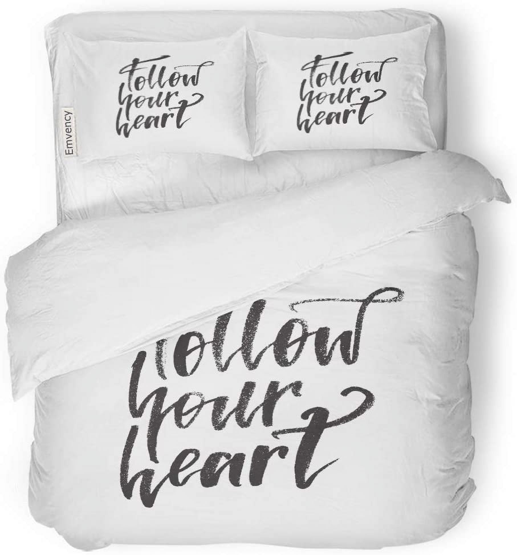 ZHANZZK 3 Piece Bedding Set Black Inspirational Quote Follow Your Heart ...