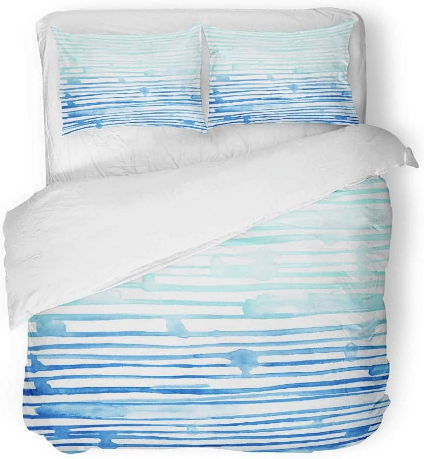ZHANZZK 3 Piece Bedding Set Blue Abstract Hand Draw Ombre Watercolor ...