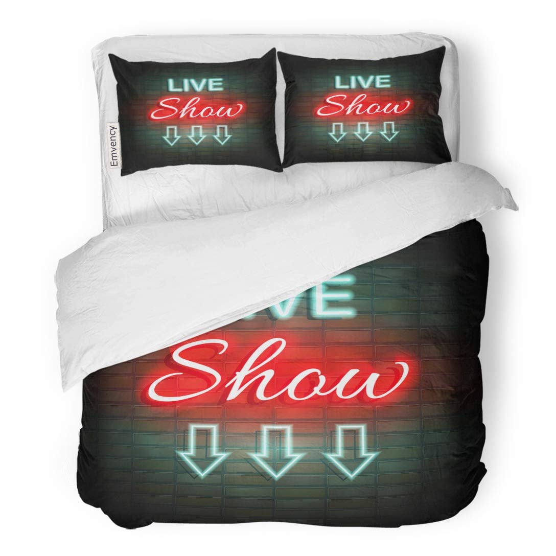ZHANZZK 3 Piece Bedding Set Blue Abstract Live Show Neon Sign on Brick ...