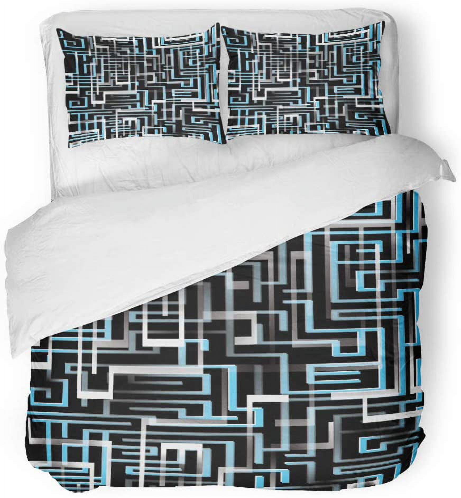 ZHANZZK 3 Piece Bedding Set Blue Black Abstract Circuit Computer ...