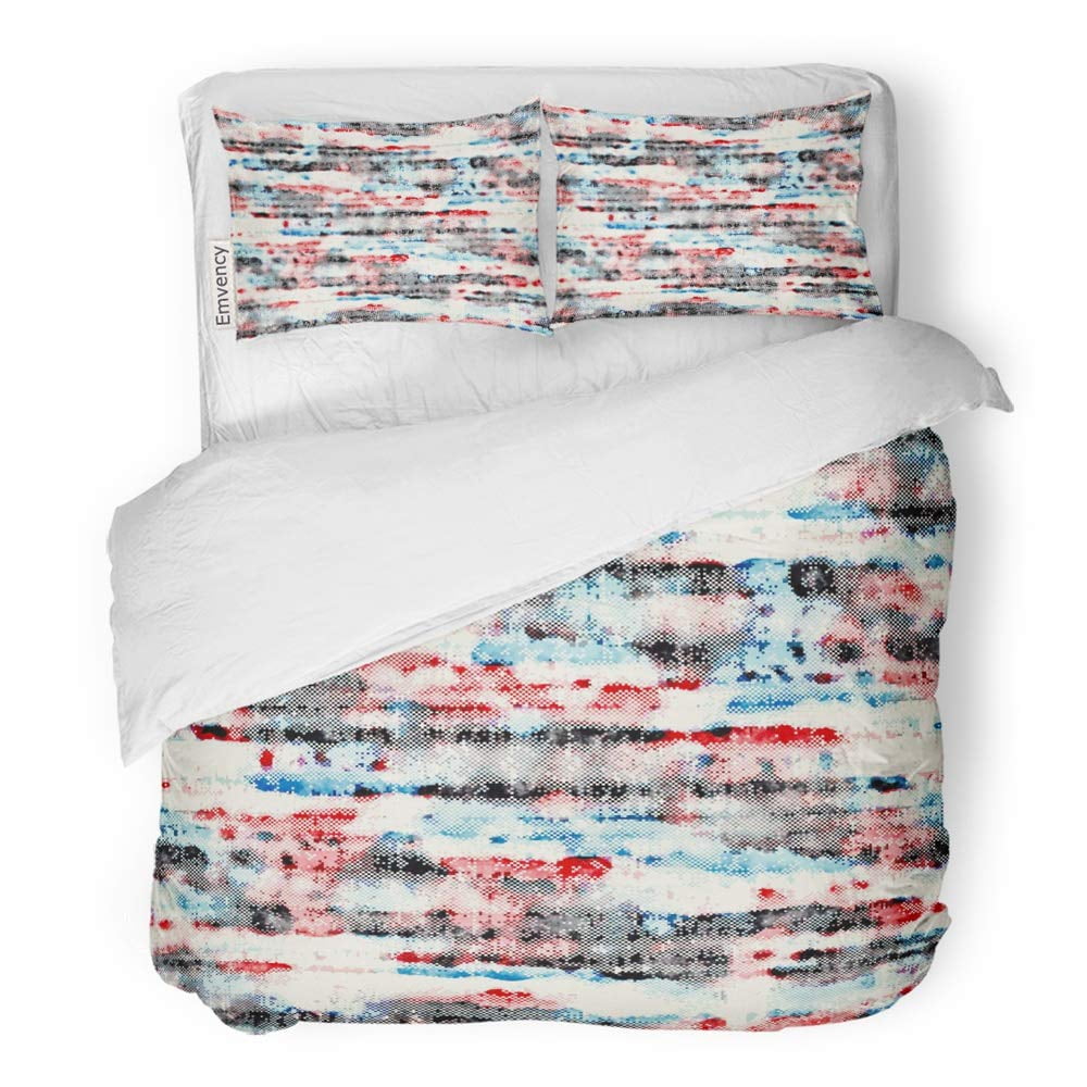 ZHANZZK 3 Piece Bedding Set Blue Black Abstract Contrast Distressed Red ...