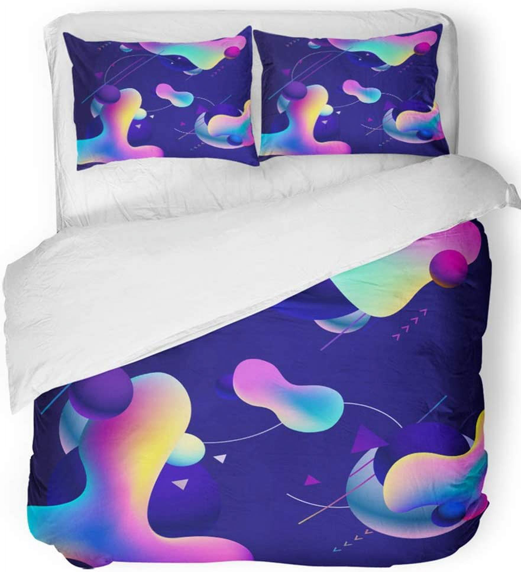 ZHANZZK 3 Piece Bedding Set Blue Line Plastic Colorful Shapes Abstract ...