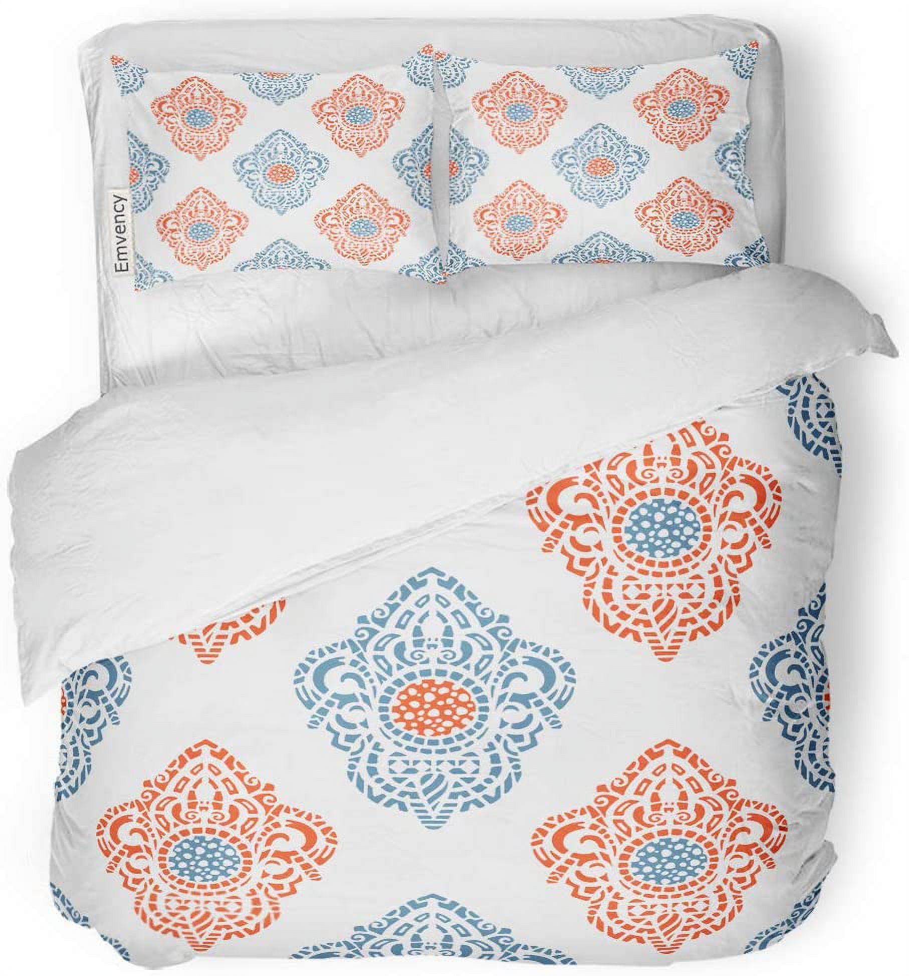 ZHANZZK 3 Piece Bedding Set Blue Ornamental Patterned Turkish Paisley ...