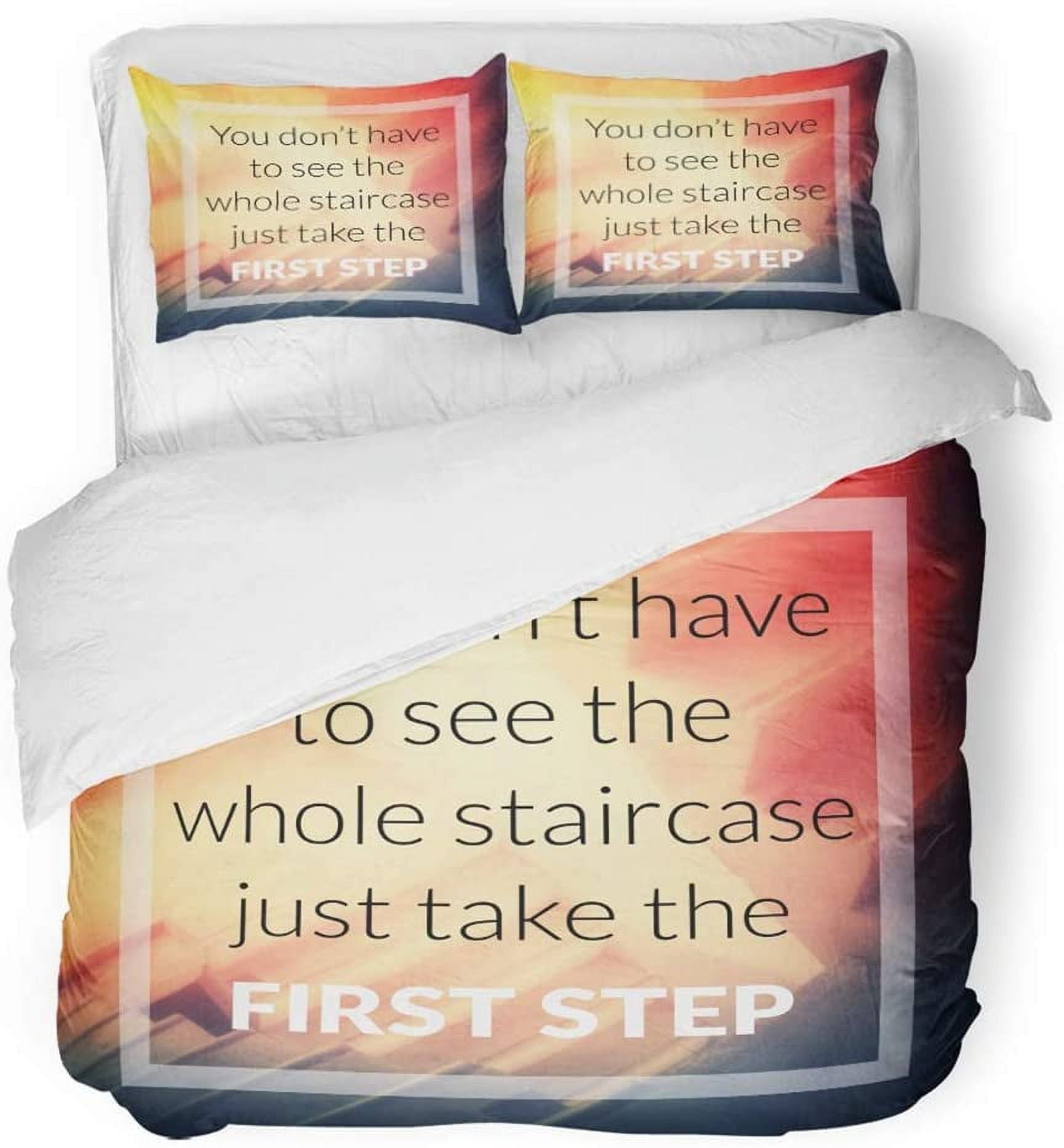 ZHANZZK 3 Piece Bedding Set Blur Inspirational Saying on Blurred ...