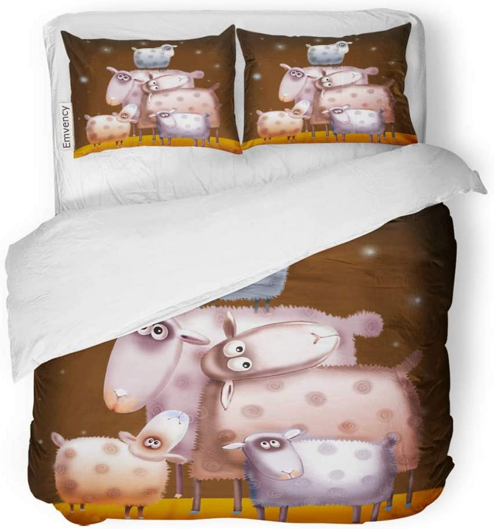 ZHANZZK 3 Piece Bedding Set Cartoon Fanny Lamb Cloud Family Field Happy ...