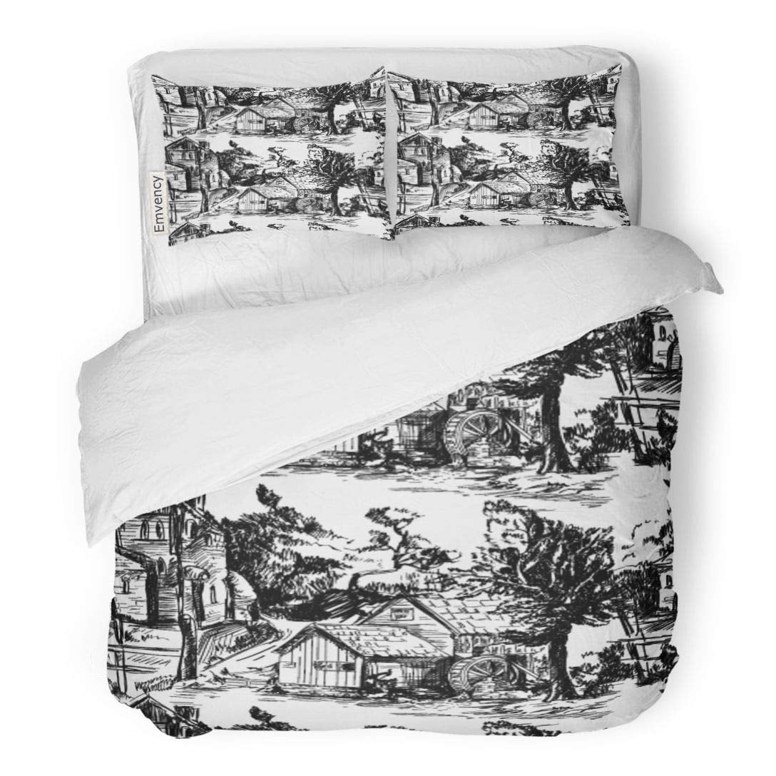 ZHANZZK 3 Piece Bedding Set Classic Pattern Old Town Village Scenes ...