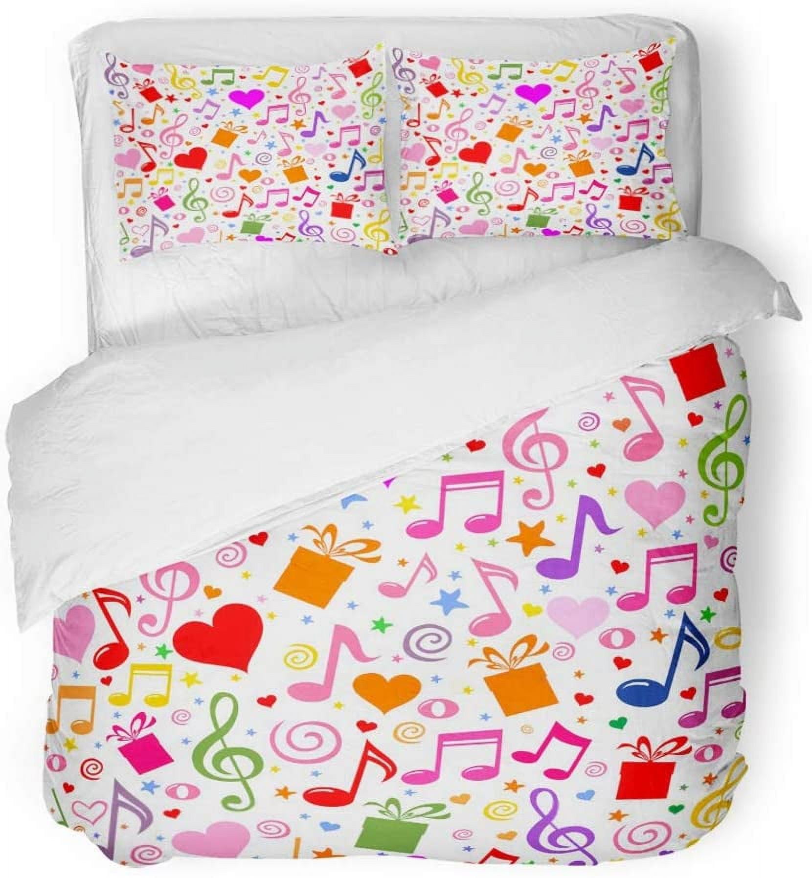 ZHANZZK 3 Piece Bedding Set Colorful Birthday of Musical Notes Box ...