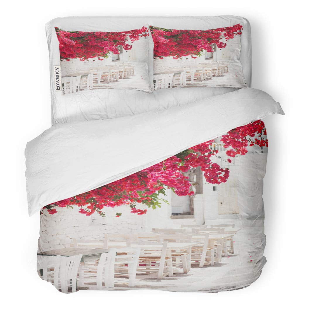 ZHANZZK 3 Piece Bedding Set Colorful Cafe Traditional Greek Street ...