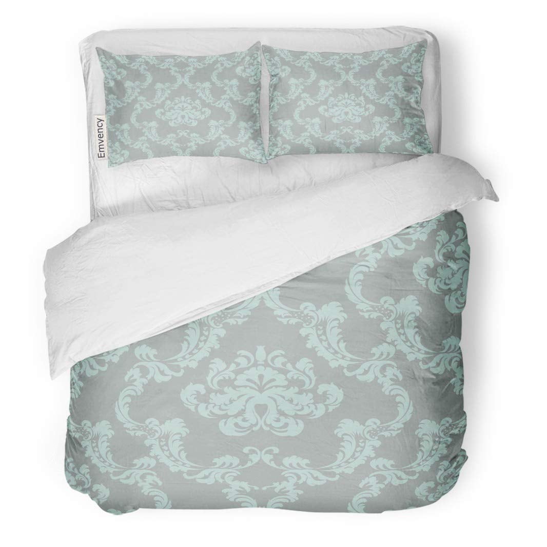 ZHANZZK 3 Piece Bedding Set Curve Baroque Vintage Floral Damask Pattern ...