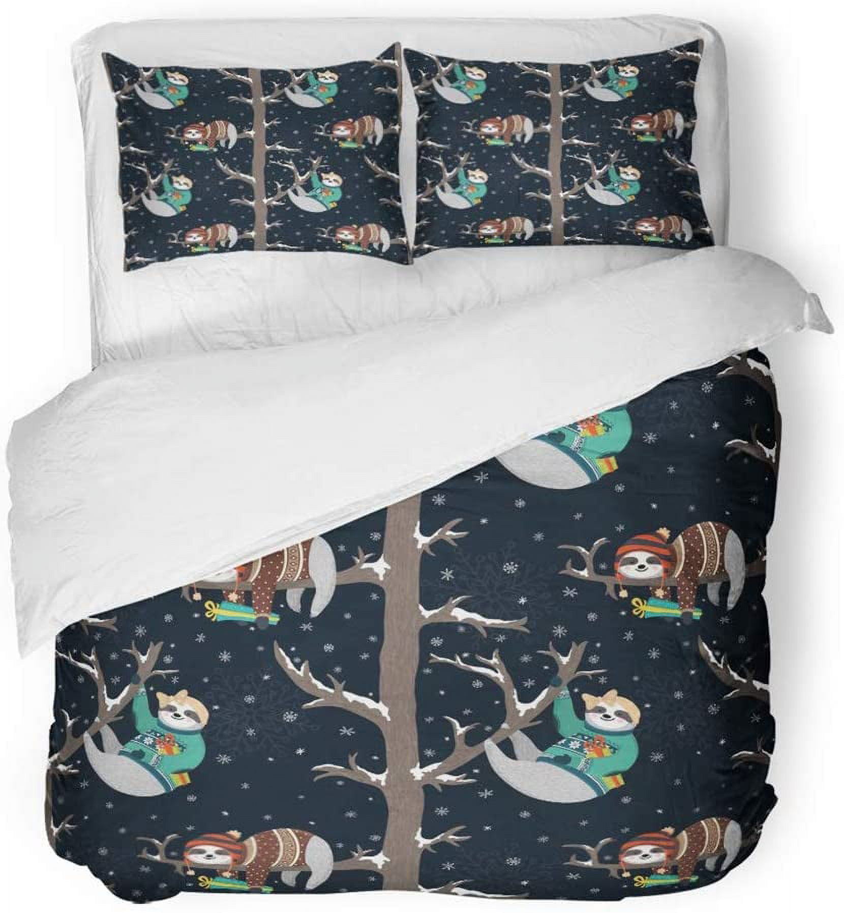 ZHANZZK 3 Piece Bedding Set Cute Baby Sloths Funny Dressed Up in Winter ...