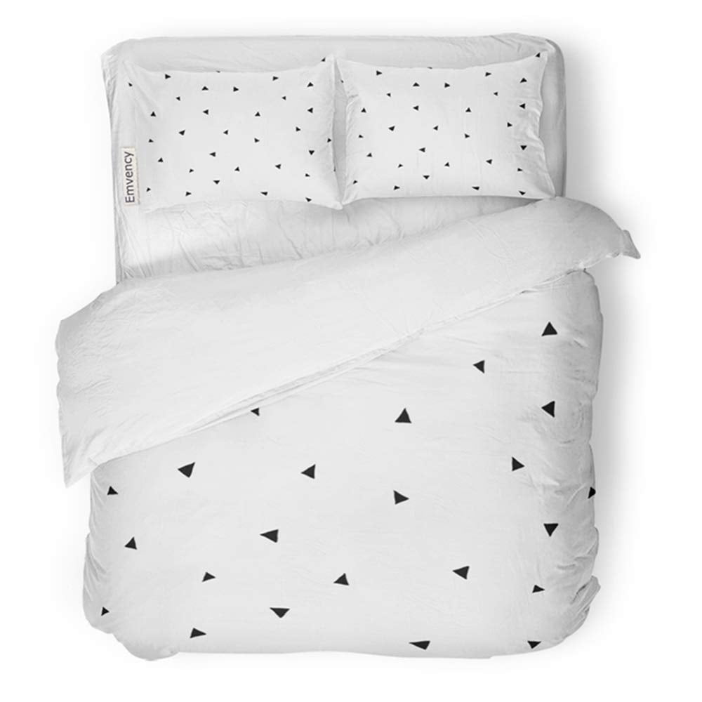 ZHANZZK 3 Piece Bedding Set Cute Triangle Confetti Pattern Abstract Black White Twin Size Duvet ...