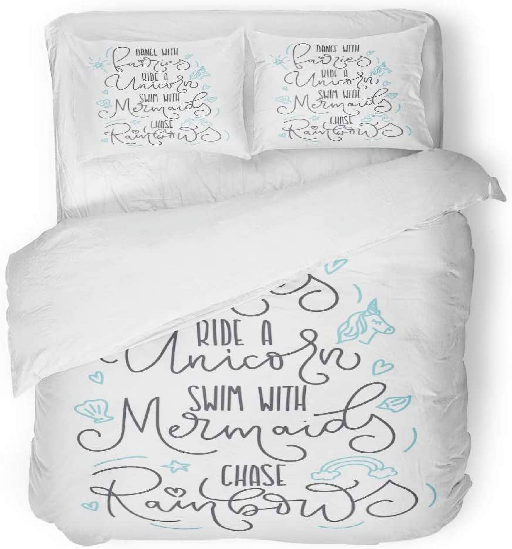 ZHANZZK 3 Piece Bedding Set Dance Fairies Ride Unicorn Swim Mermaids ...