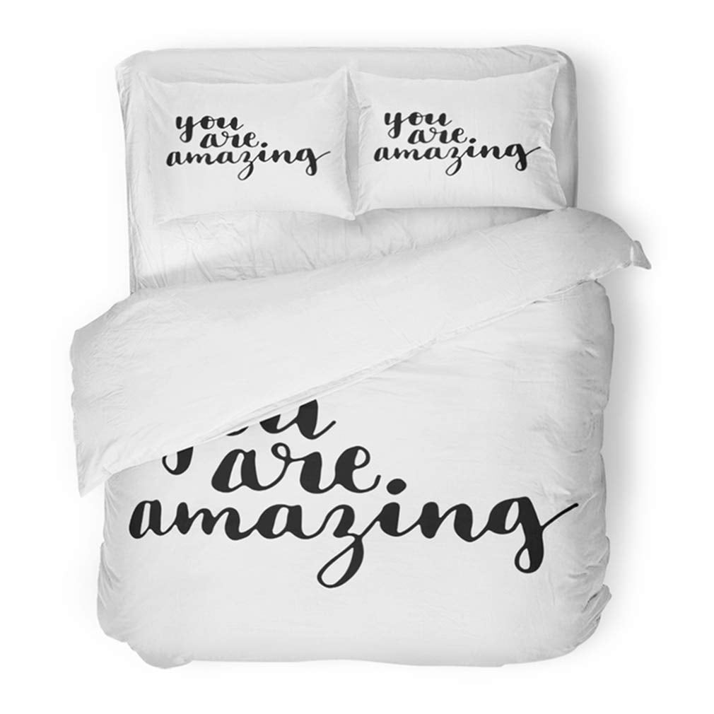 ZHANZZK 3 Piece Bedding Set Drawn Lettering Motivating Modern ...