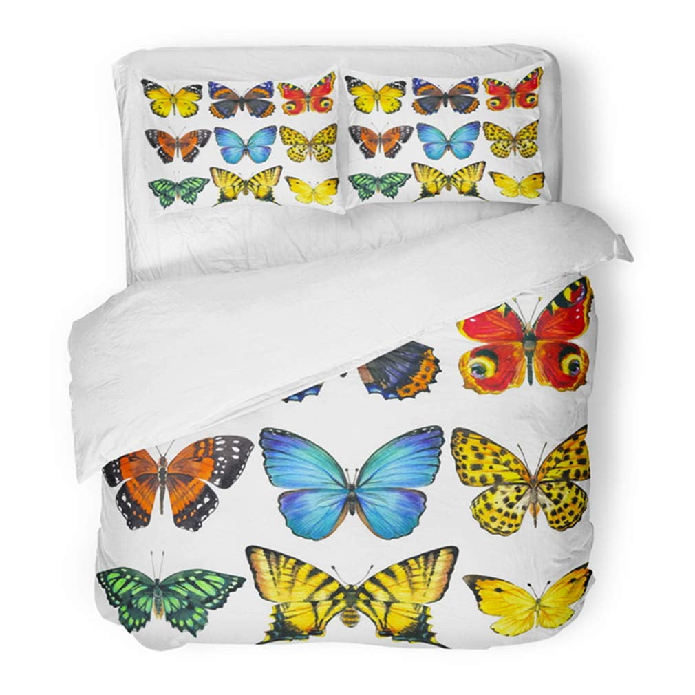 ZHANZZK 3 Piece Bedding Set Fairy Butterfly Watercolor Flower Drawing ...