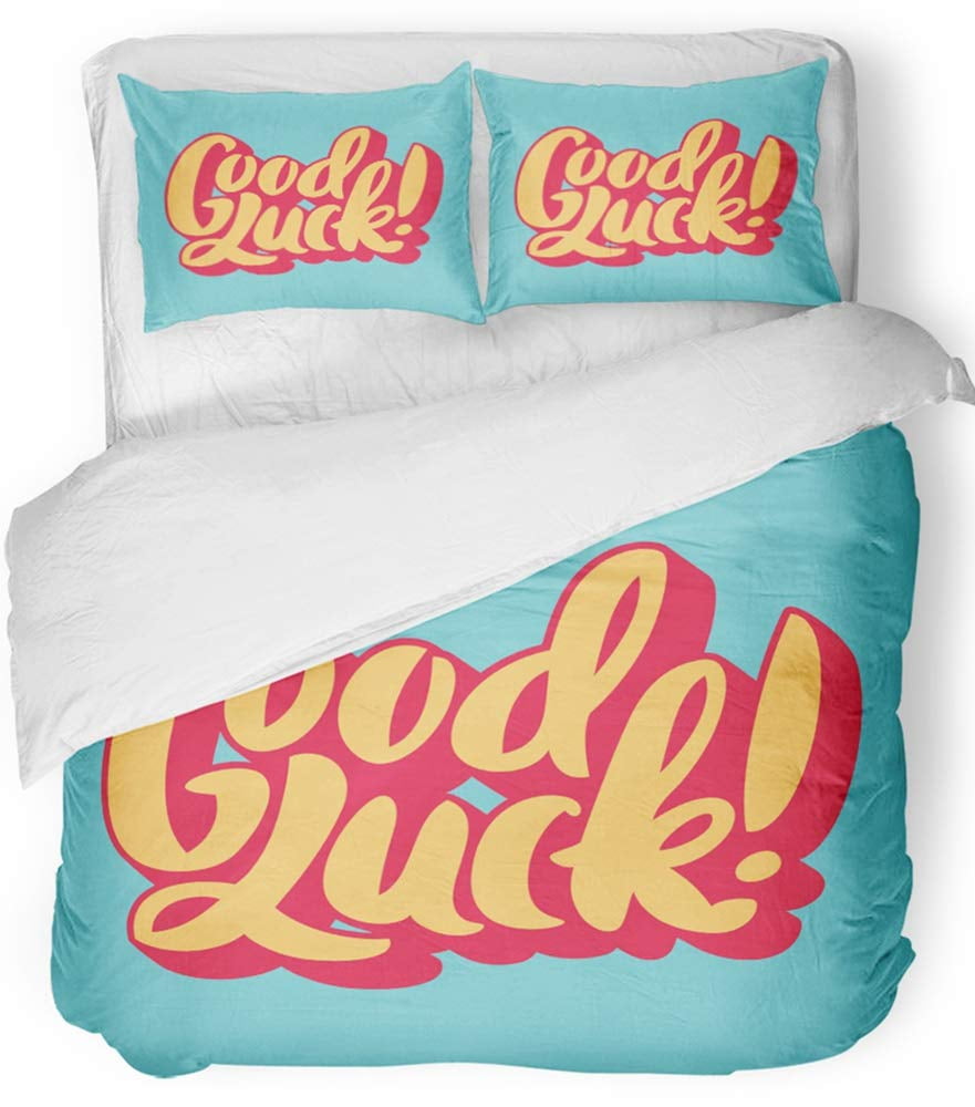 ZHANZZK 3 Piece Bedding Set Farewell Good Luck Hand Lettering Lucky ...