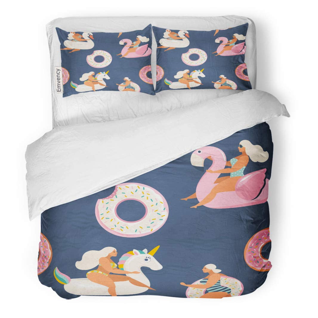 ZHANZZK 3 Piece Bedding Set Flamingo Unicorn Swan and Sweet Donut ...