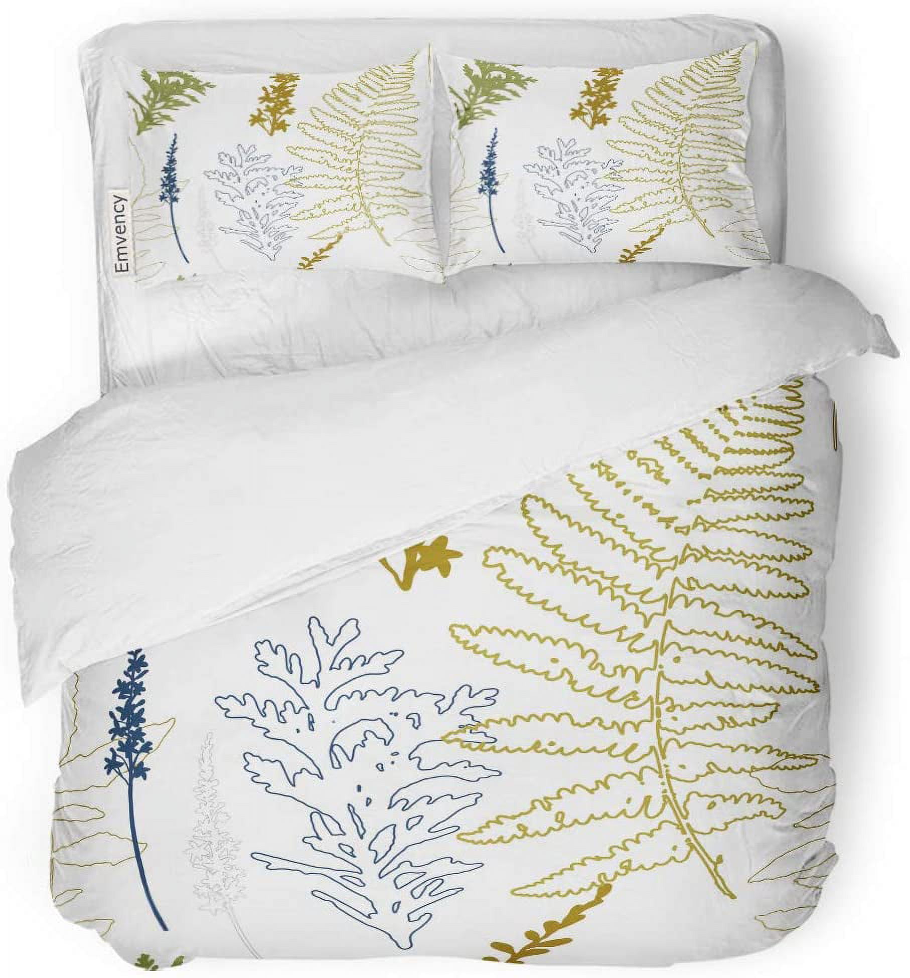 ZHANZZK 3 Piece Bedding Set Floral Wild Flowers Fern Leaves and ...