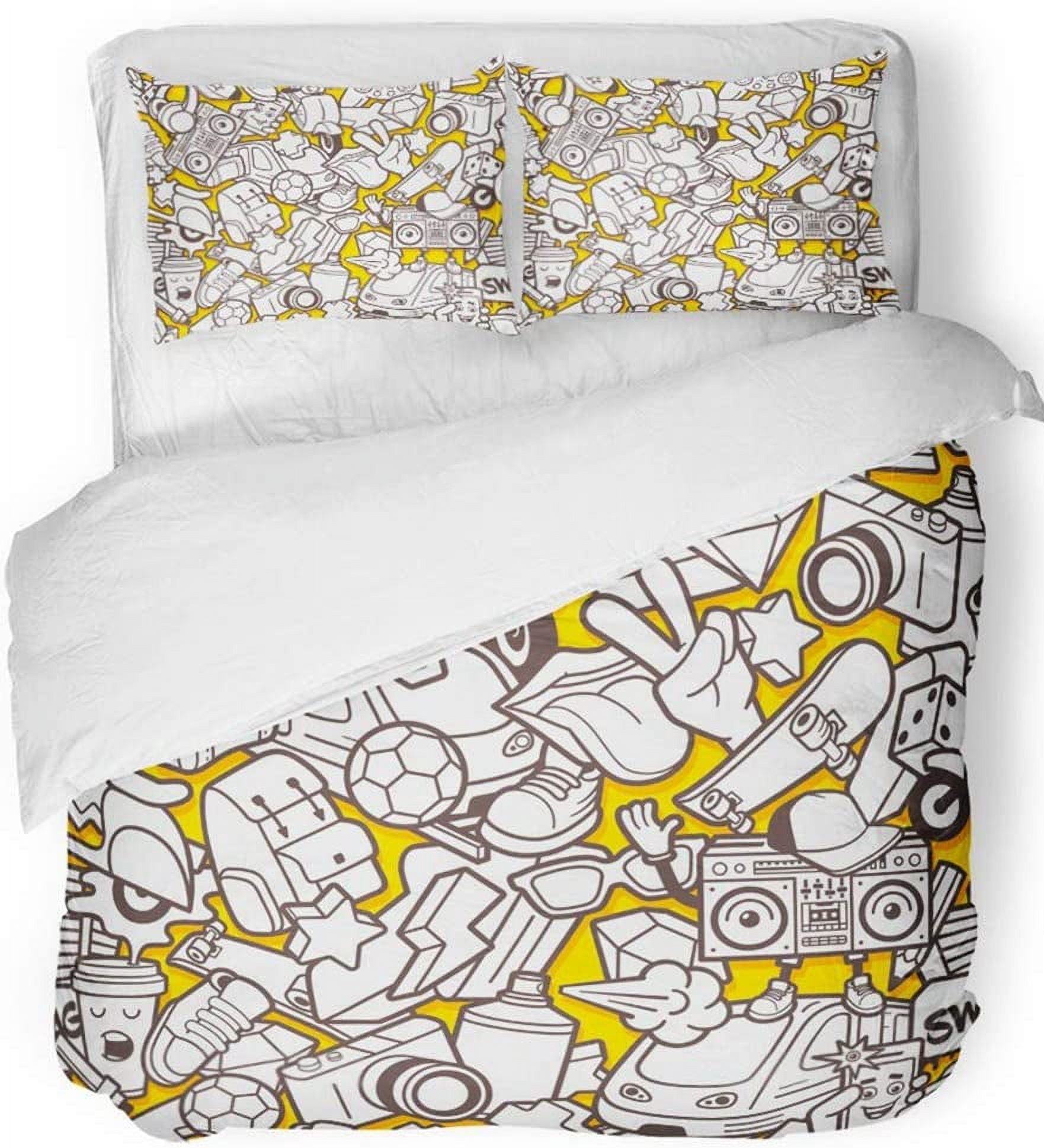 ZHANZZK 3 Piece Bedding Set Graffiti with Urban Lifestyle Line Crazy ...