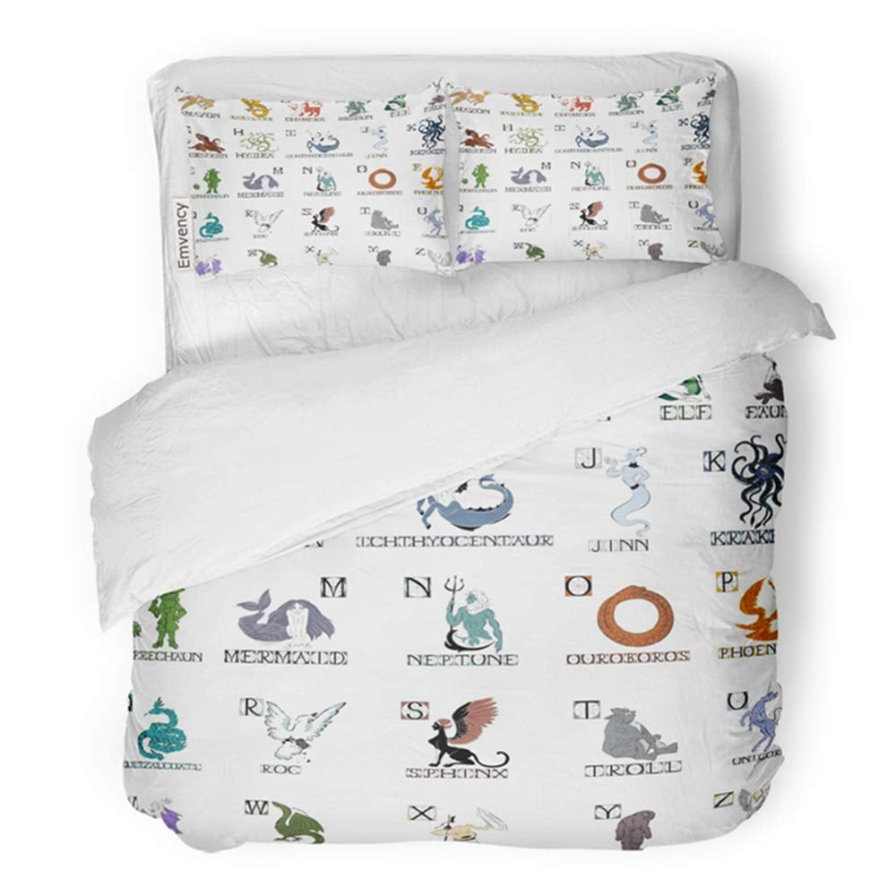 ZHANZZK 3 Piece Bedding Set Greek Alphabet Silhouettes of Mythical ...