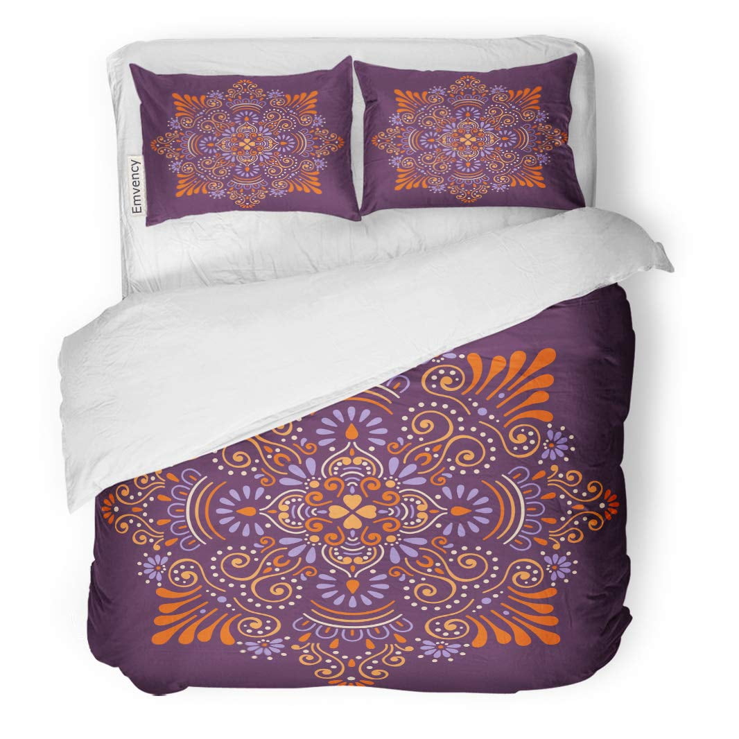 ZHANZZK 3 Piece Bedding Set Mandala Floral Flower Oriental Coloring ...