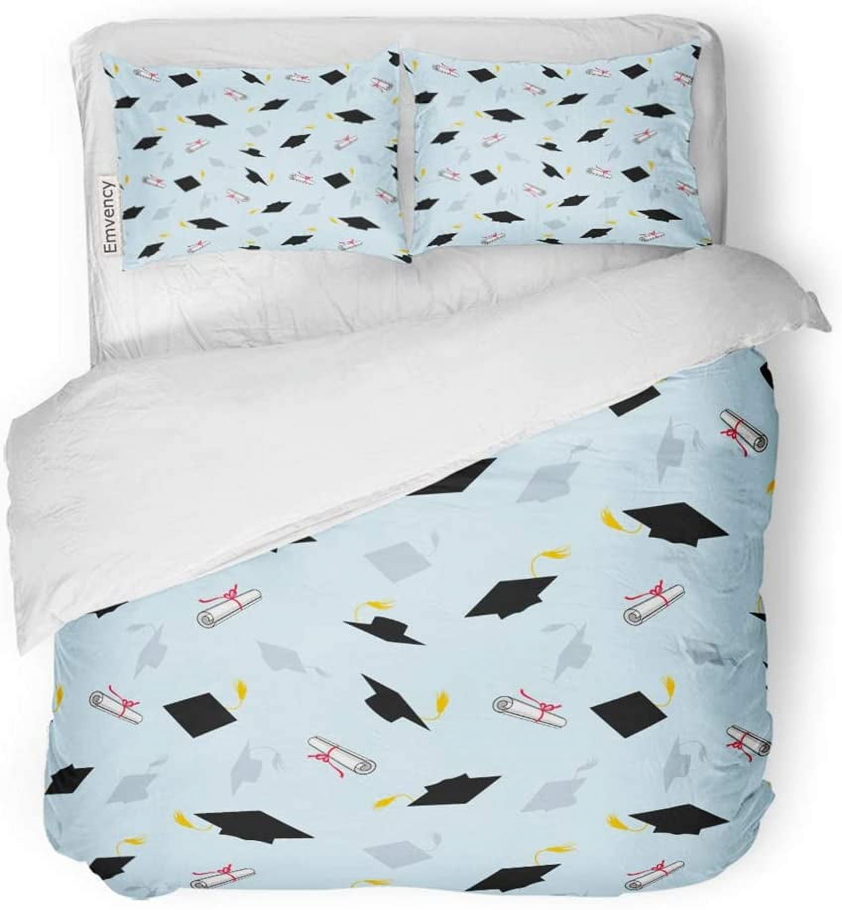 ZHANZZK 3 Piece Bedding Set Pattern Graduation Caps and Diplomas on of ...