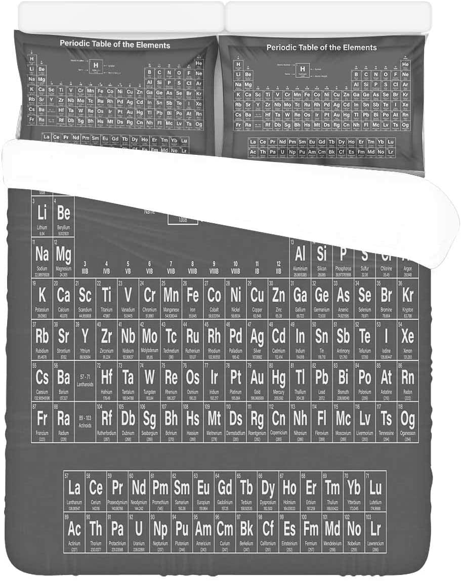 ZHANZZK 3 Piece Bedding Set Periodic Table of Elements Black Twin Size ...