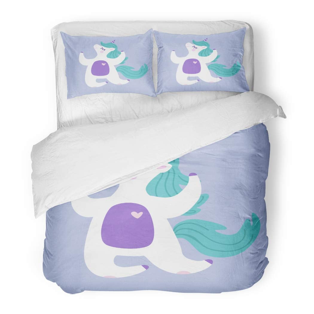 ZHANZZK 3 Piece Bedding Set Pink Beautiful Happy Unicorn Jumping Eyes ...