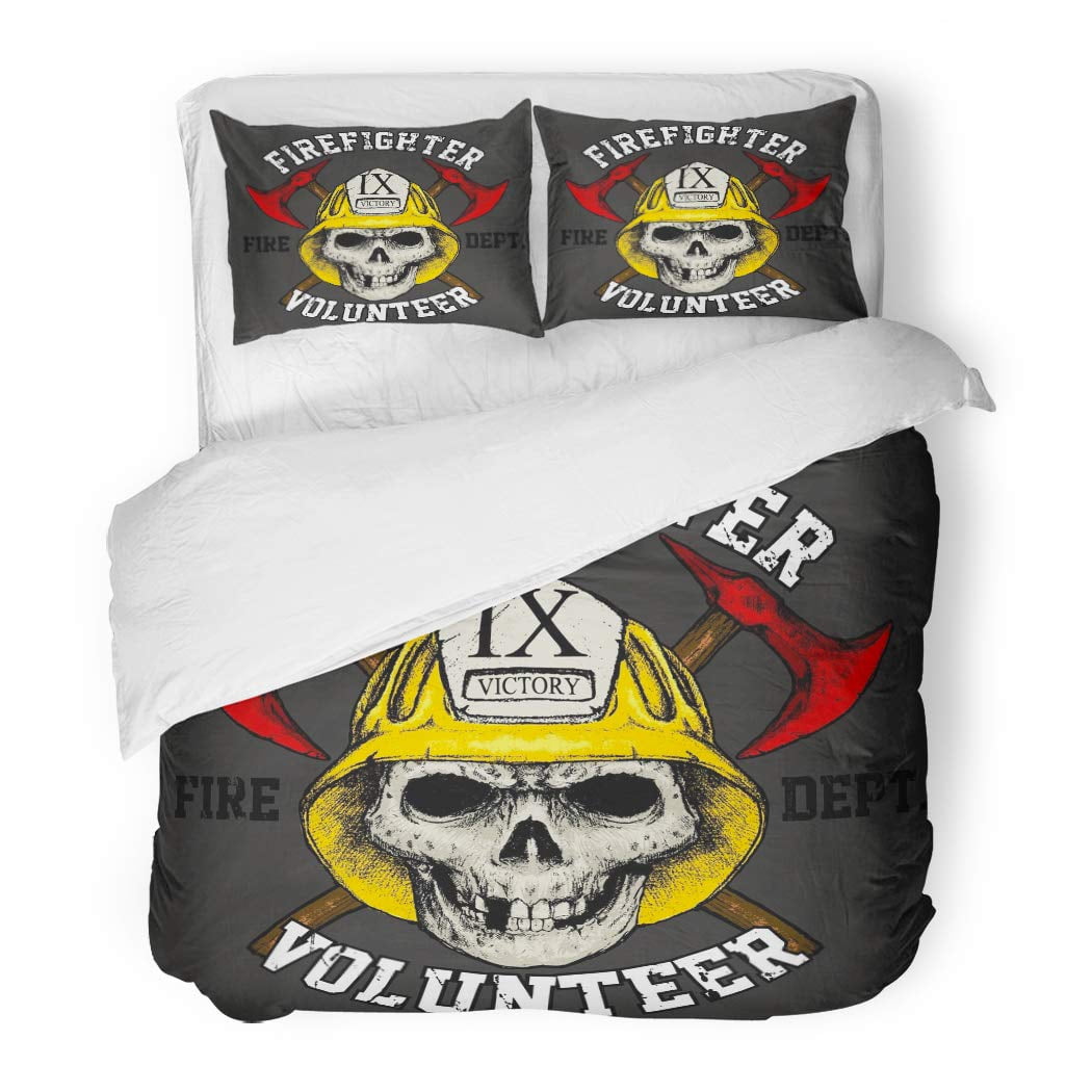 ZHANZZK 3 Piece Bedding Set Red Cross Fire Brigade with Skull Face ...