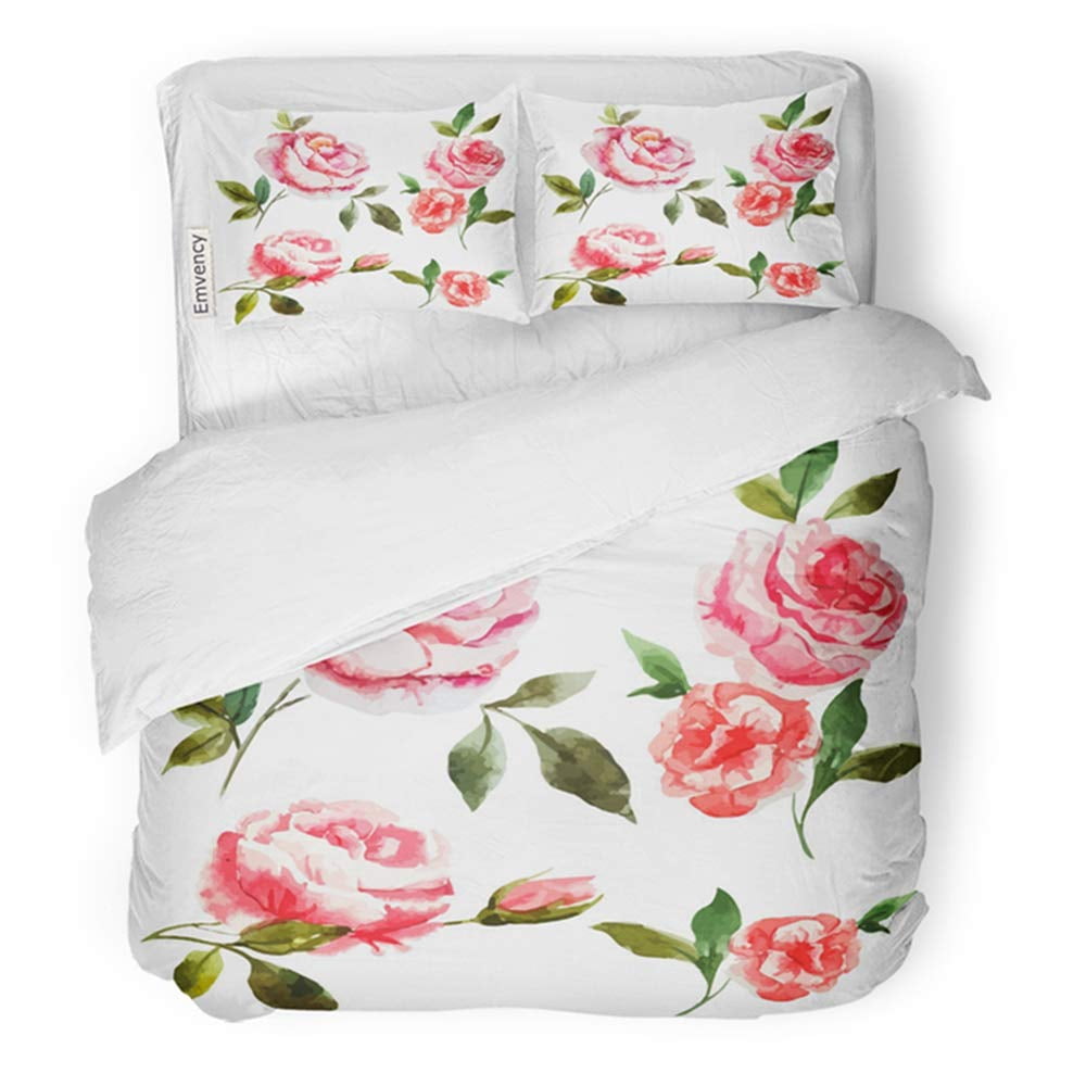ZHANZZK 3 Piece Bedding Set Red Water Rose Watercolor retro style Pink ...