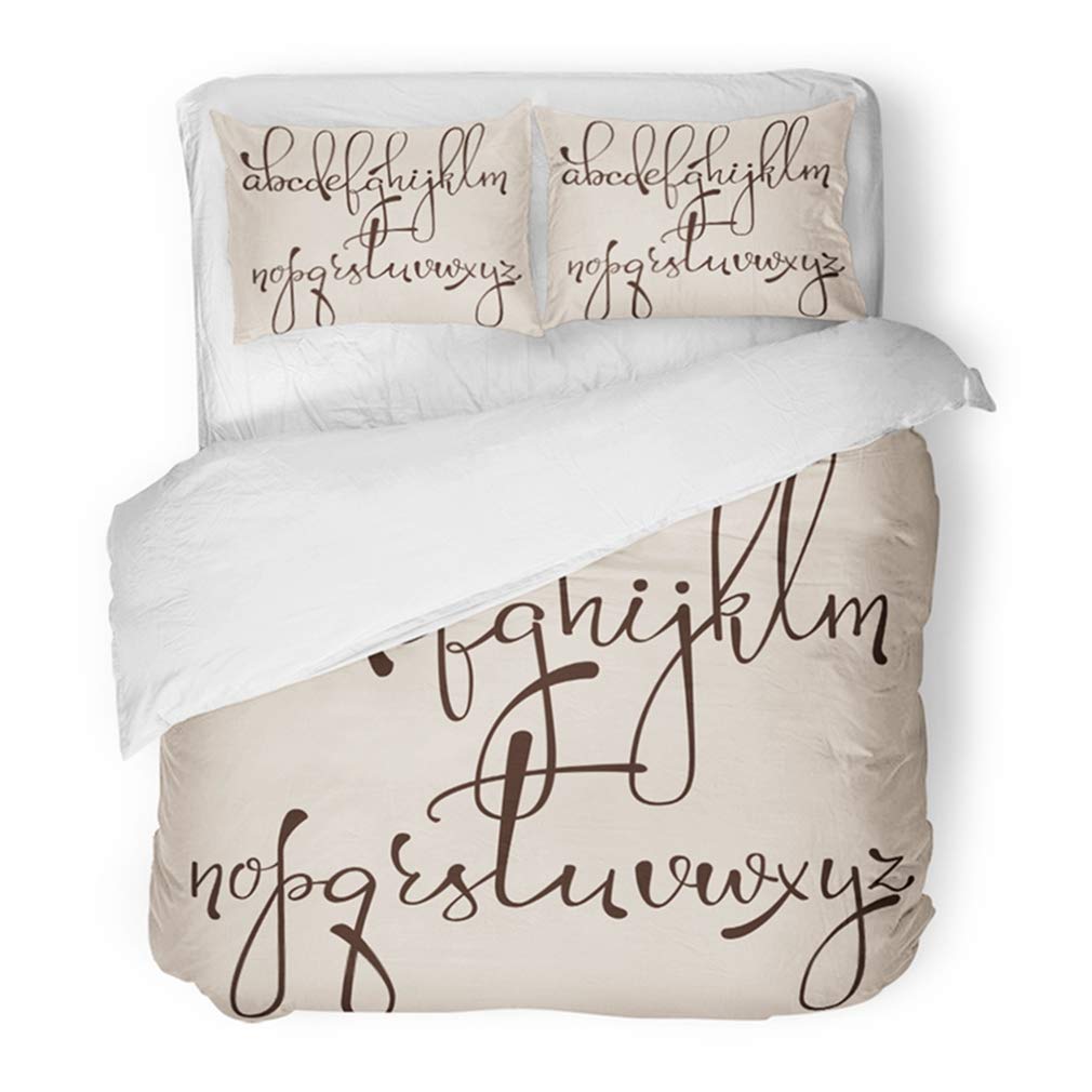 ZHANZZK 3 Piece Bedding Set Script Handwritten Pointed Pen Ink Style ...