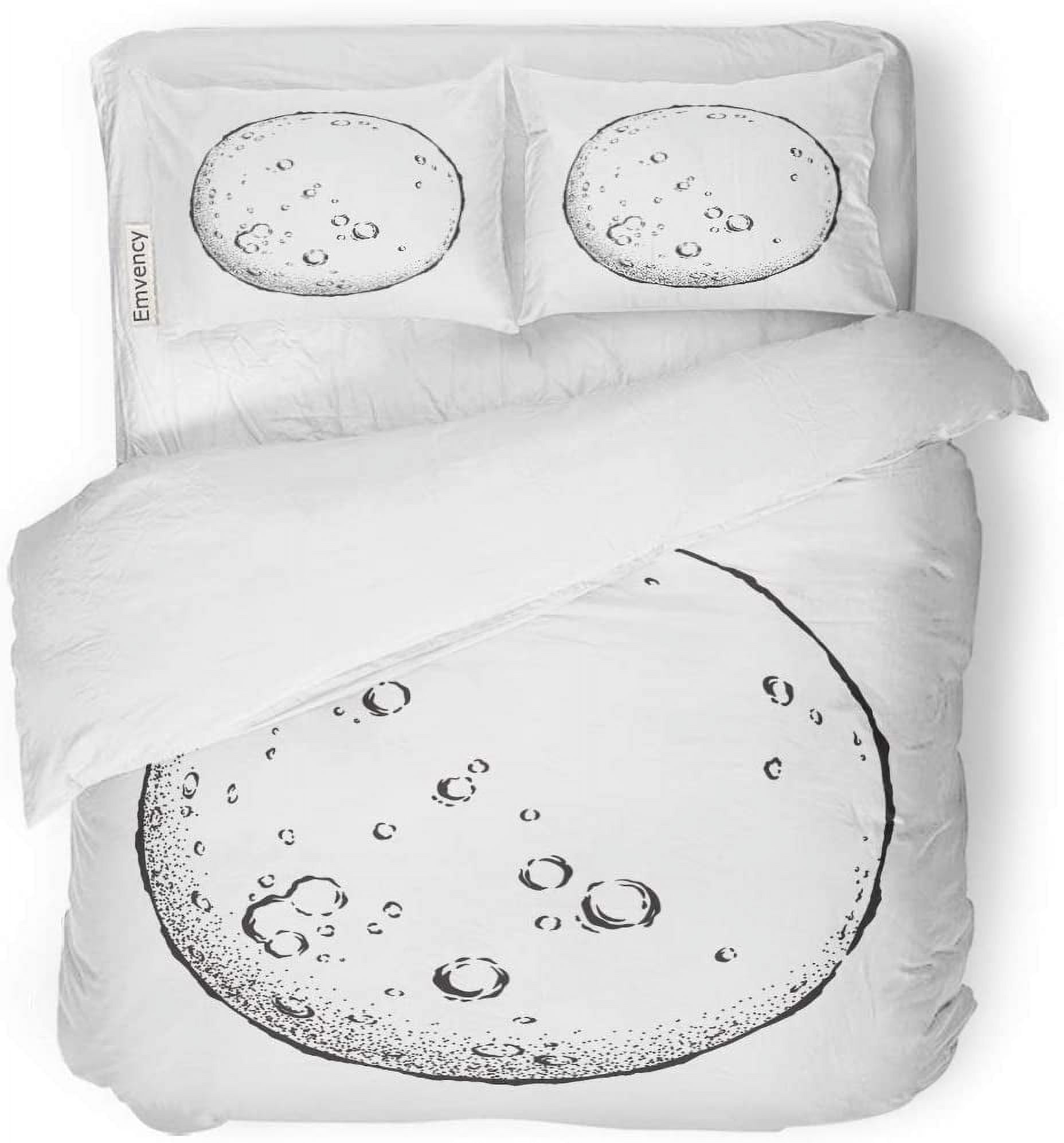 ZHANZZK 3 Piece Bedding Set Sketch Antique Line and Dot Work Full Moon ...