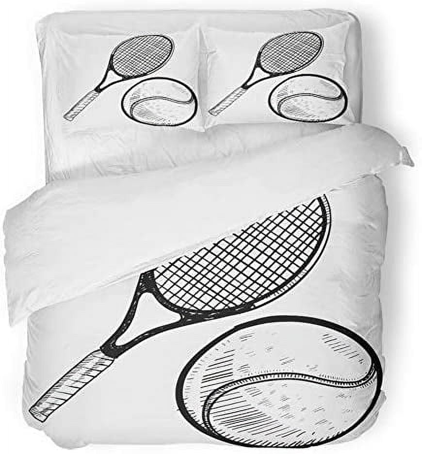 ZHANZZK 3 Piece Bedding Set Sketch Doodle Style Tennis Ball and Racket ...