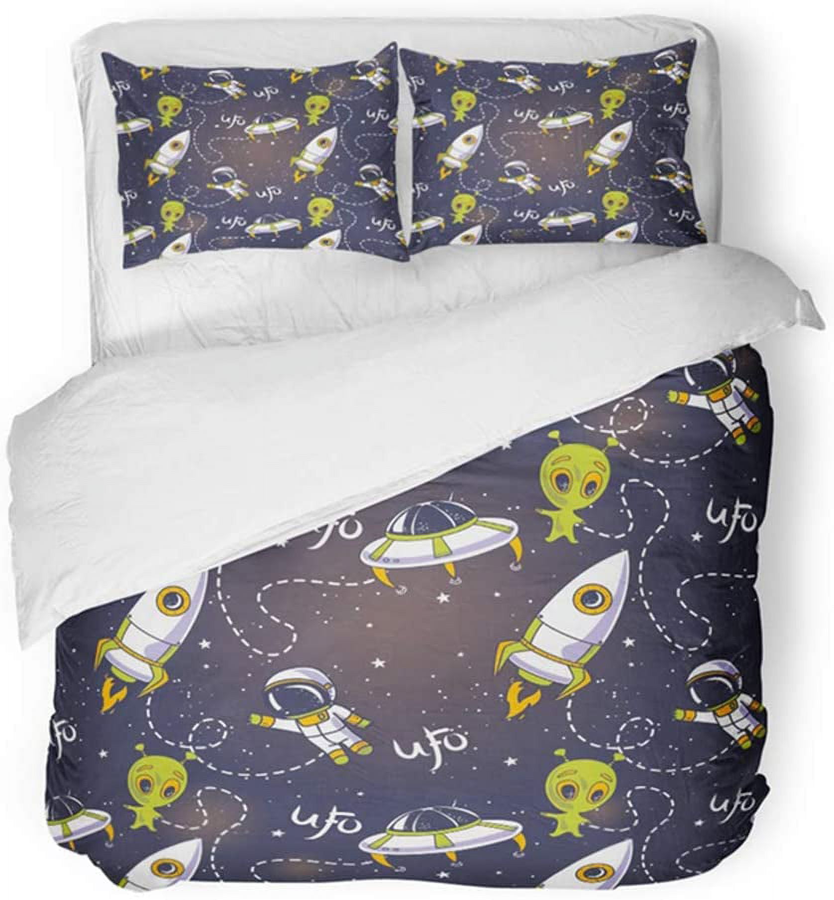 ZHANZZK 3 Piece Bedding Set Space for UFO Cartoon Alien Astronaut ...