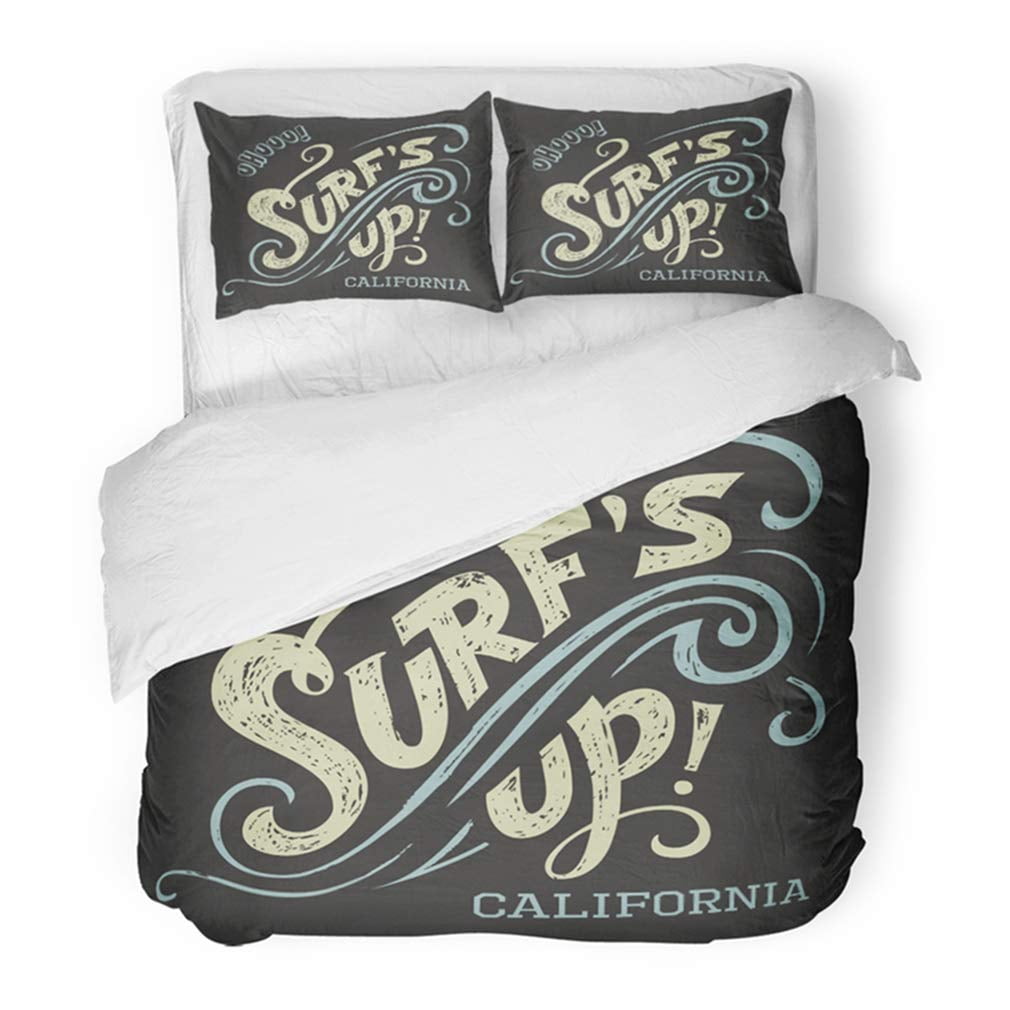 ZHANZZK 3 Piece Bedding Set Surf Surf's Up Hand Lettering Typographic ...
