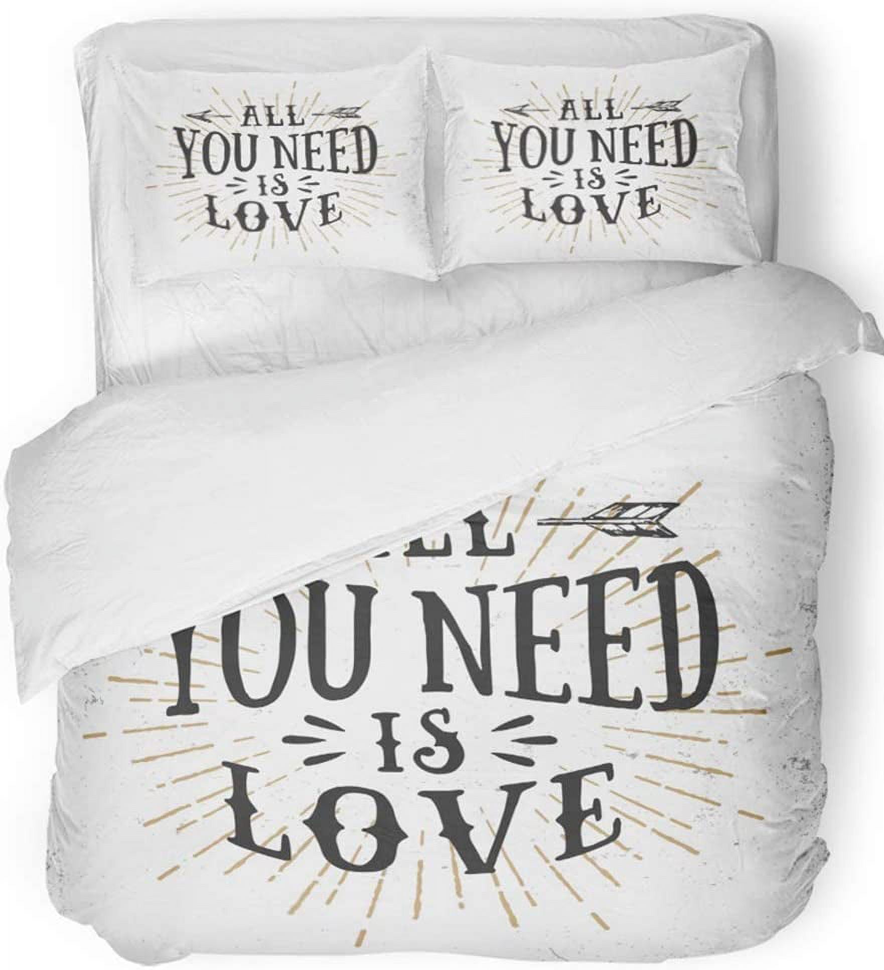 ZHANZZK 3 Piece Bedding Set Tattoo Romantic Lettering All You Need is ...